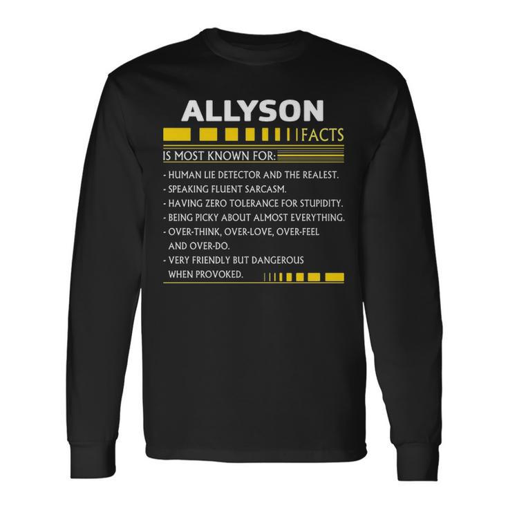 Allyson Name Allyson Facts V2 Long Sleeve T-Shirt - Seseable