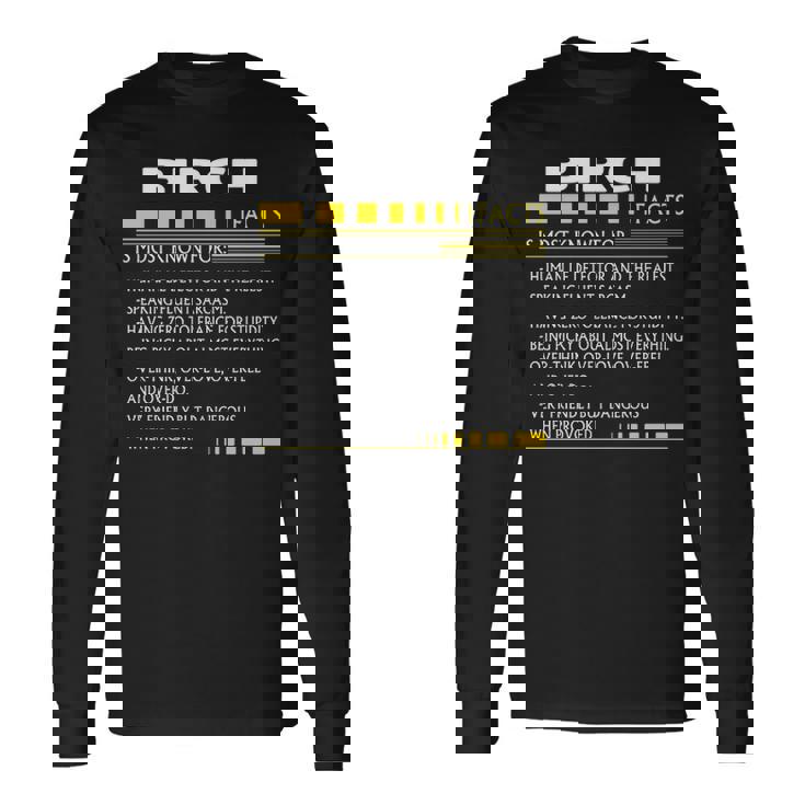 Birch Name Birch Facts Long Sleeve T-Shirt | Seseable