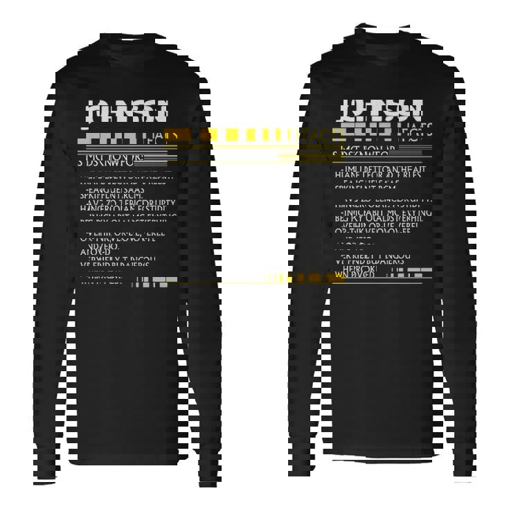 Johnson Name Johnson Facts Long Sleeve T-Shirt | Seseable