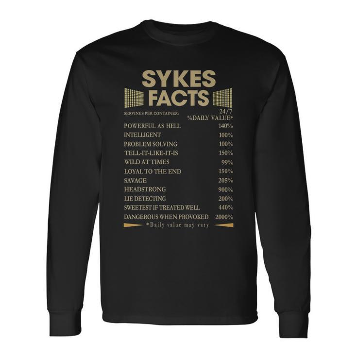 Sykes Name Sykes Facts Long Sleeve T-Shirt - Seseable