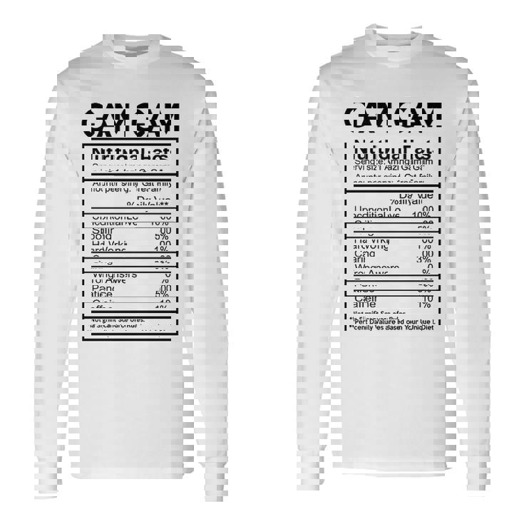 Gam Gam Grandma Gam Gam Nutritional Facts Long Sleeve T-Shirt - Seseable