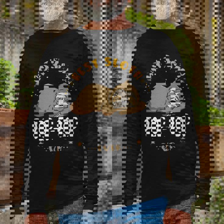 Pop Pop Grandpa Best Sloth Pop Pop Ever V2 Long Sleeve T-Shirt - Seseable