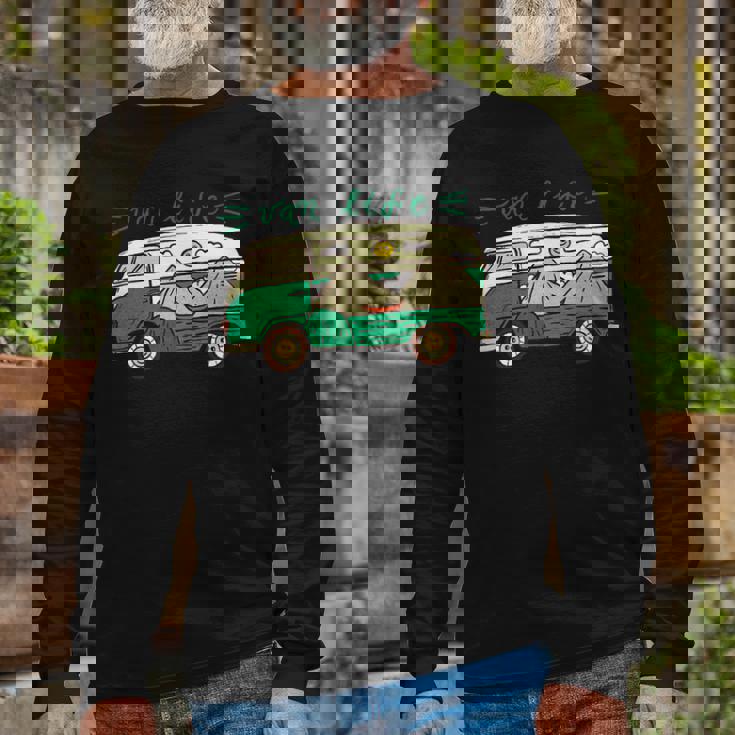 Van Life Adventure Await Camp Lover Rv Road Trip Camping Bus Shirt Long ...