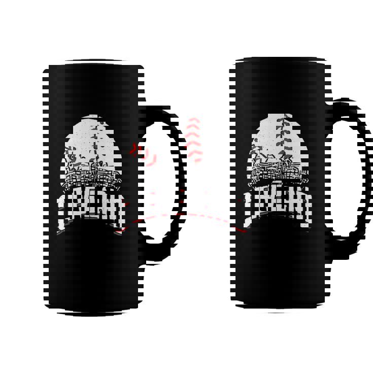 Cleveland Baseball Cityscape Skyline Retro Fan Coffee Mug | Mazezy