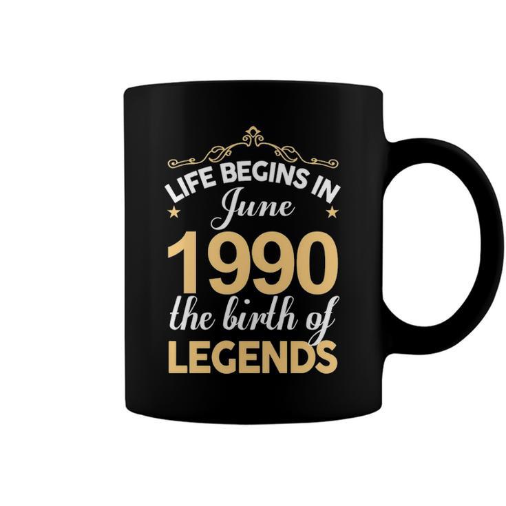 June 1990 Birthday Life Begins In June 1990 V2 Coffee Mug - Seseable