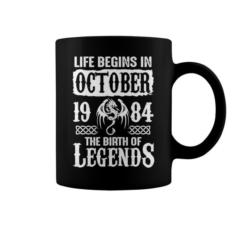 October 1984 Birthday Life Begins In October 1984 Coffee Mug | Seseable