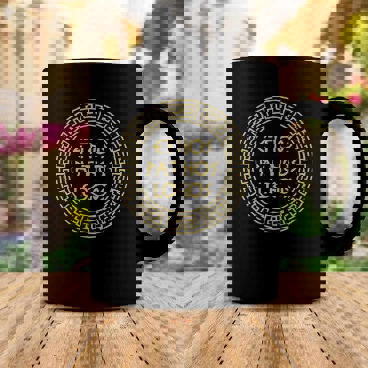 Ethos Pathos Logos Aristotle Greek Meander Coffee Mug | Mazezy