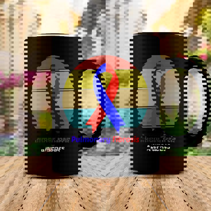 Pulmonary Fibrosis Awareness Vintage Red And Blue Ribbon Pulmonary ...