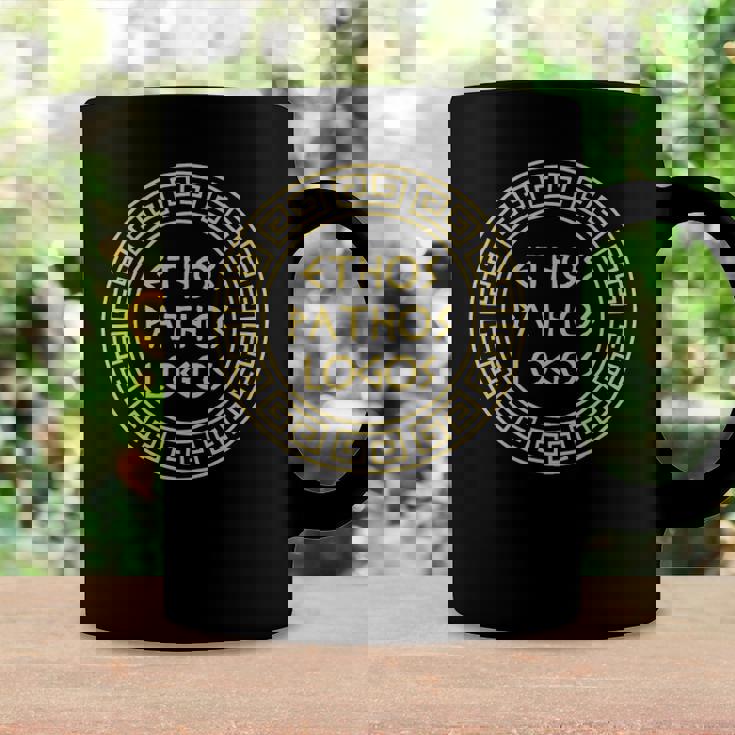 Ethos Pathos Logos Aristotle Greek Meander Coffee Mug | Mazezy