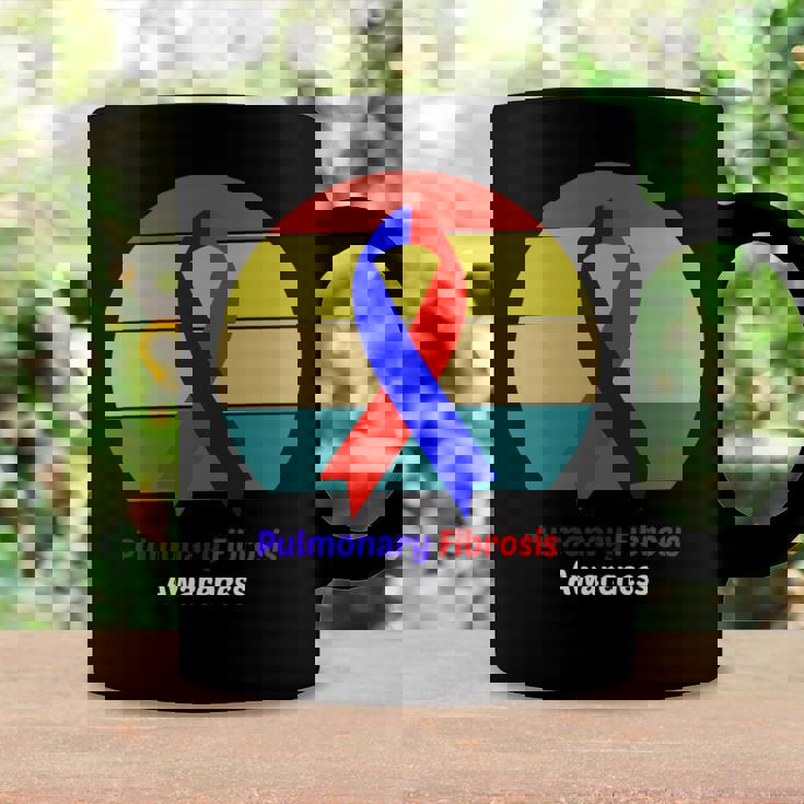 Pulmonary Fibrosis Awareness Vintage Red And Blue Ribbon Pulmonary ...