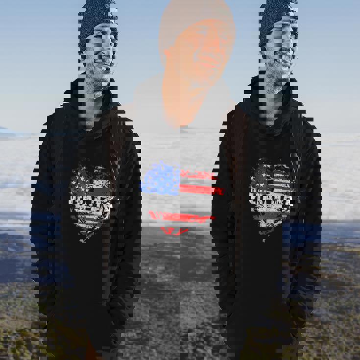 Ultra Maga Proud Ultra-Maga American Flag Heart Hoodie | Mazezy