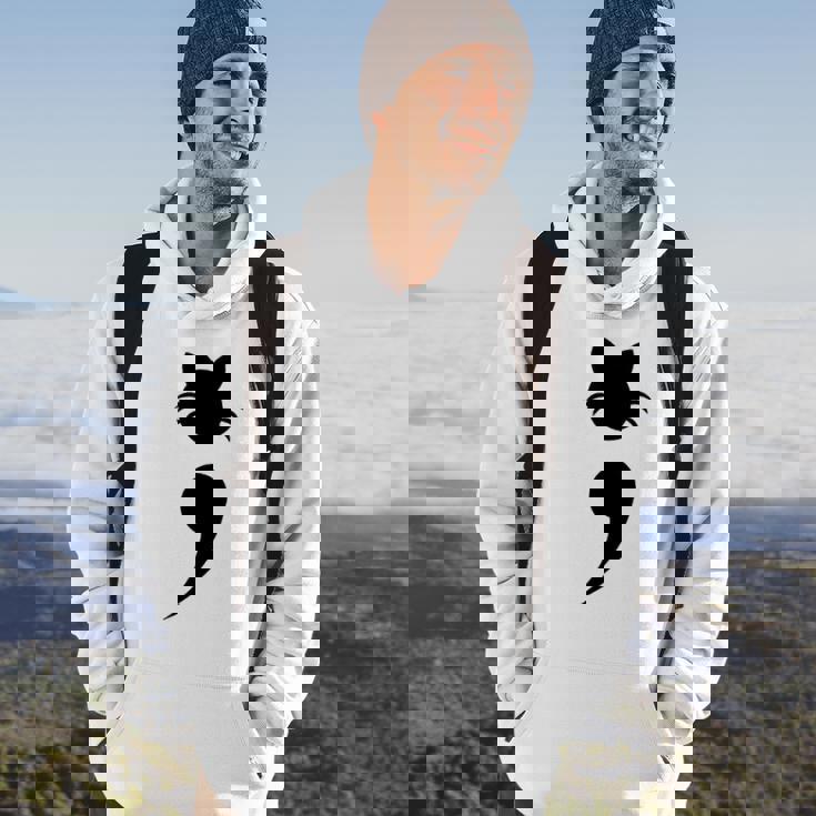 Mental Health Awareness Cat Semicolon Cat Lover Hoodie | Mazezy