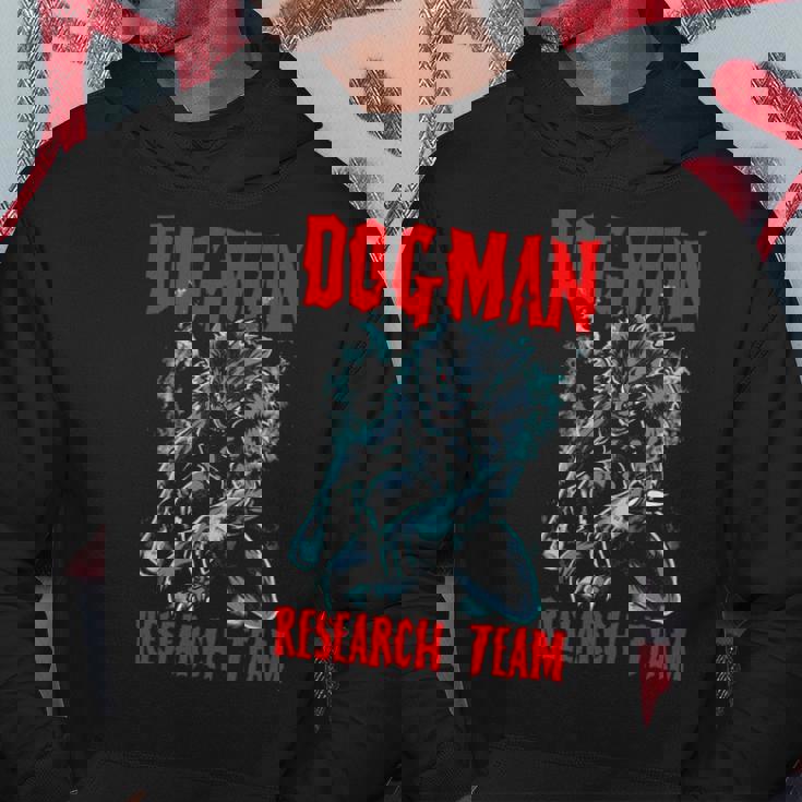 Dogman Research Team Cryptid Humanoid Animal Dog Man Funny Hoodie | Mazezy