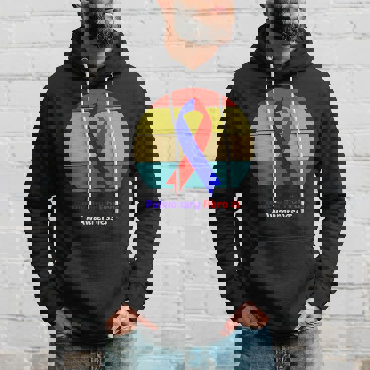 Pulmonary Fibrosis Awareness Vintage Red And Blue Ribbon Pulmonary ...