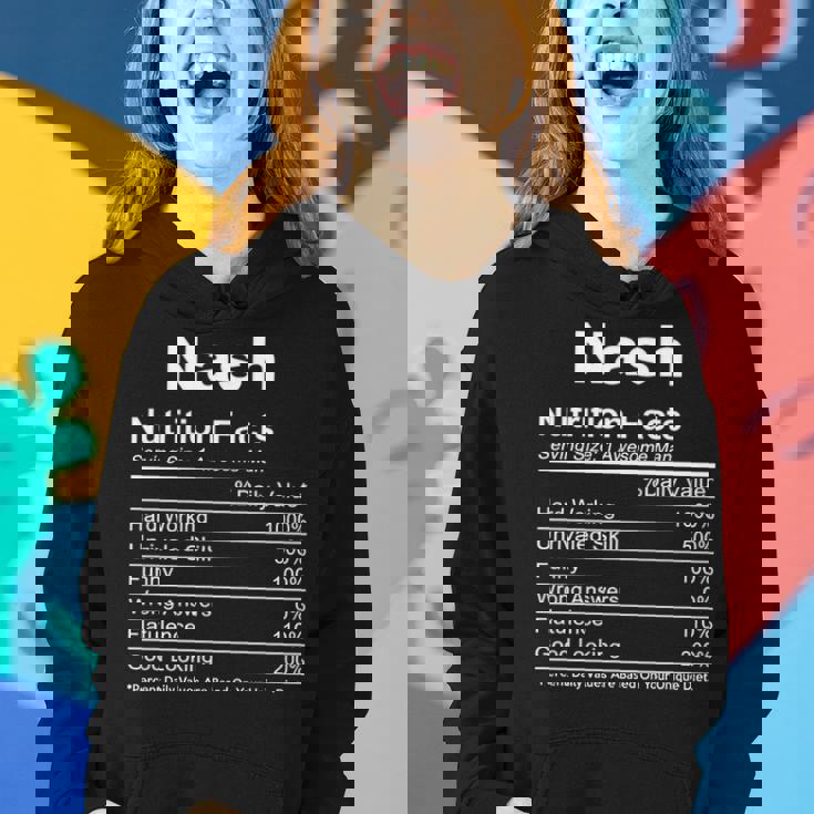 Nash Name Funny Gift Nash Nutrition Facts Women Hoodie - Seseable