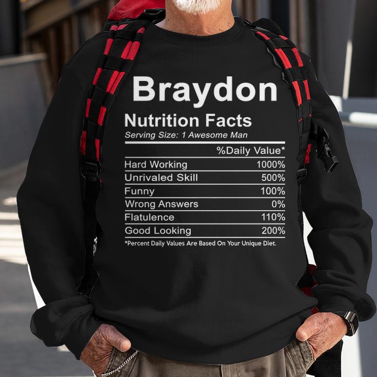 Braydon Name Funny Gift Braydon Nutrition Facts Sweatshirt - Seseable