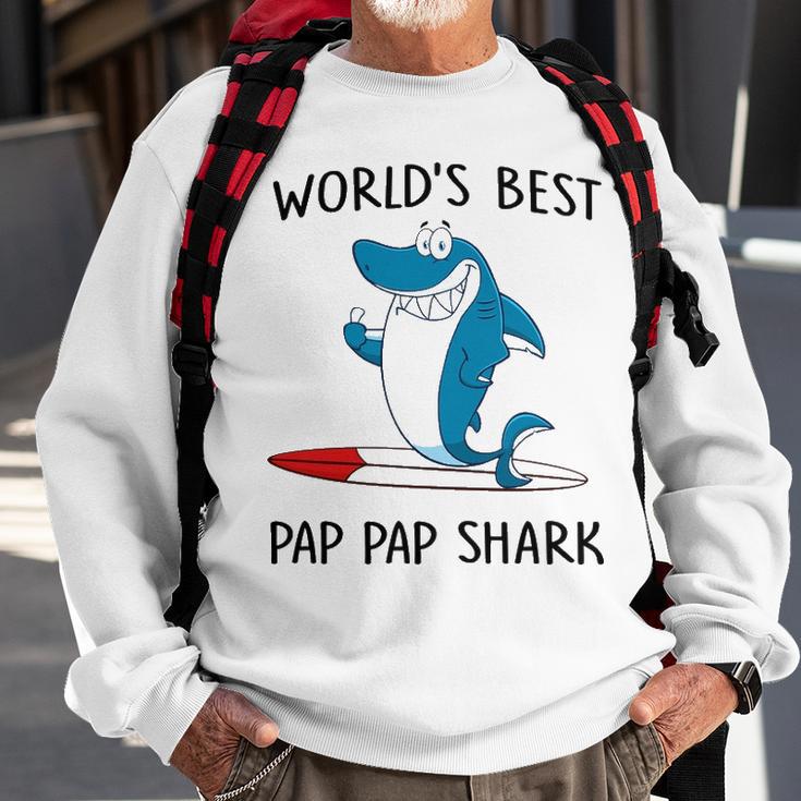Pap Pap Grandpa Gift Worlds Best Pap Pap Shark Sweatshirt - Seseable