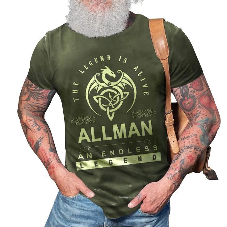 Allman Name Gift Allman An Enless Legend 3D Print Casual Tshirt | Seseable