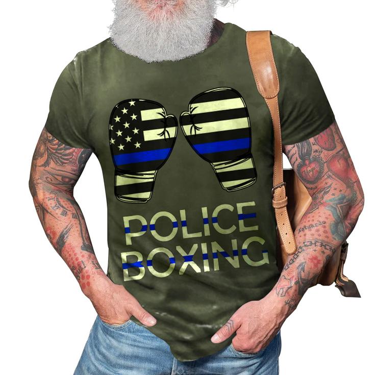 Police Boxing Blue Line Boxing Gloves Sport Gift 3D Print Casual Tshirt ...