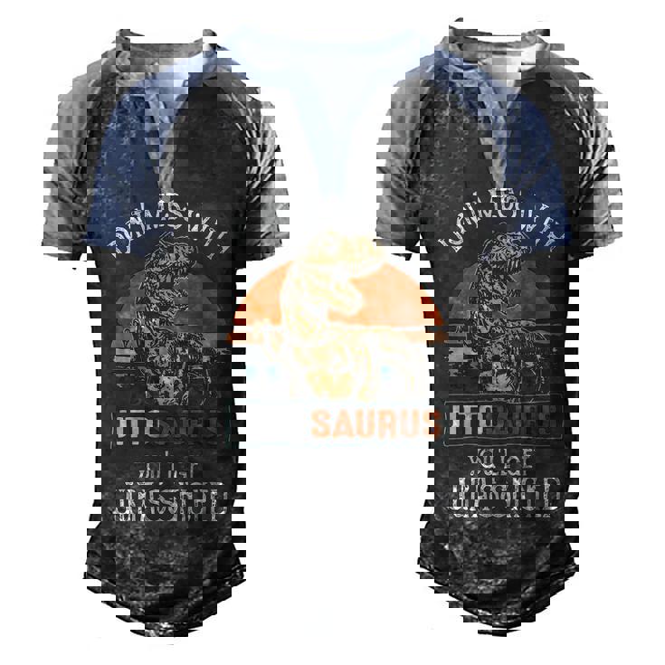 Jitto Grandpa Gift Dont Mess With Jittosaurus Men's Henley Shirt Raglan ...