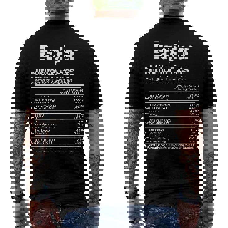 Baylor Name Baylor Nutrition Facts Men's T-Shirt Back Print - Seseable