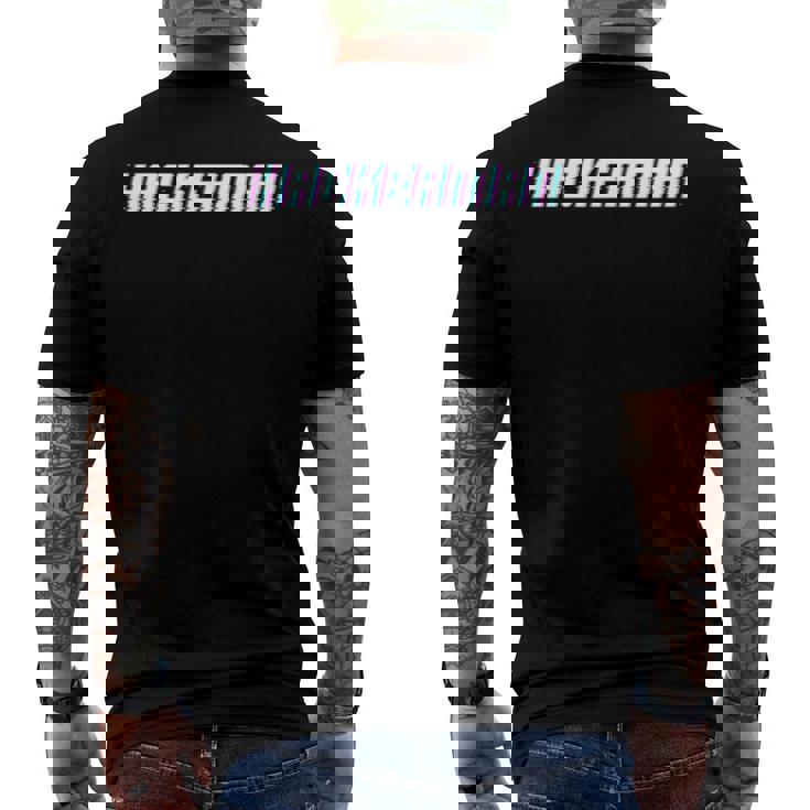 Hackerman Vintage Glitch Effec Men's Back Print T-shirt | Mazezy