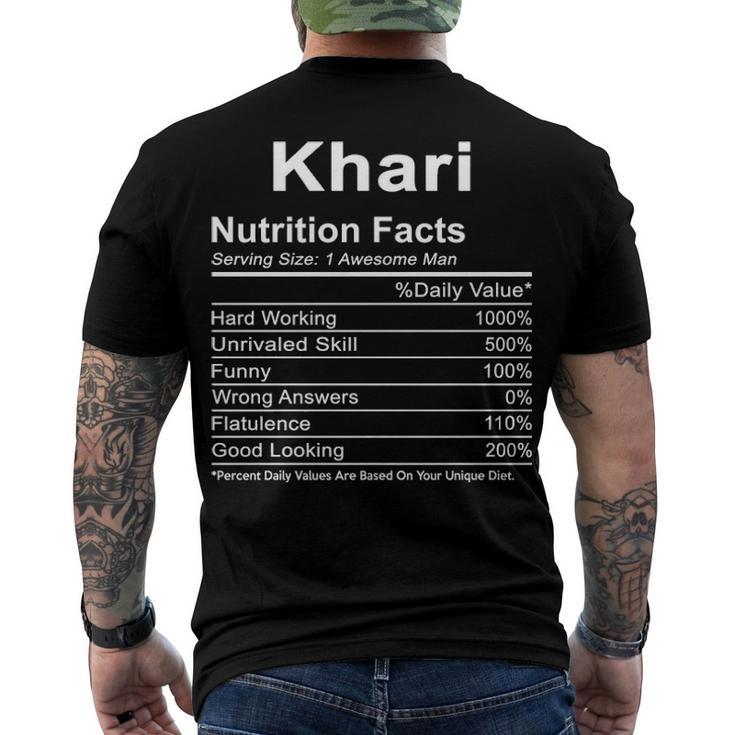 Khari Name Khari Nutrition Facts Men's T-Shirt Back Print | Seseable