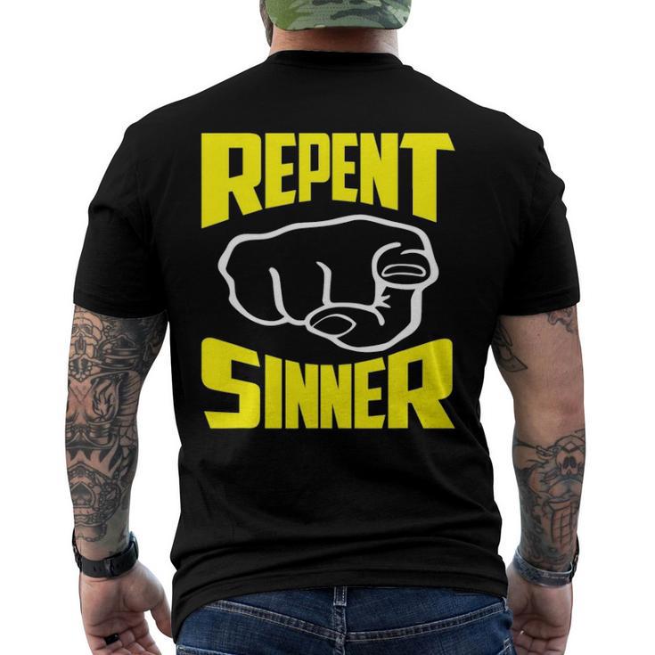 Repent Sinner Good Guy Religious Men's Back Print T-shirt | Mazezy