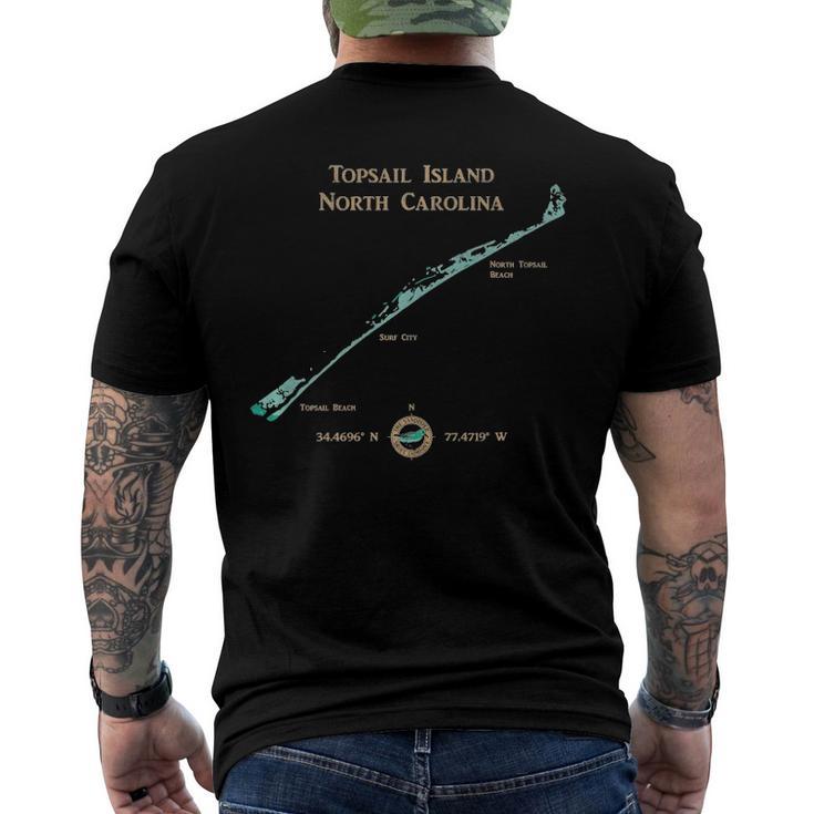 Topsail Island Nc Coastal Map Men's Back Print T-shirt | Mazezy