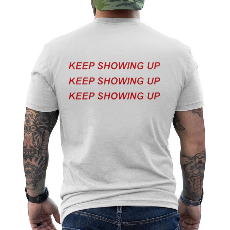 Keep Showing Up Rachel Bonnetta Men's Back Print T-shirt | Mazezy