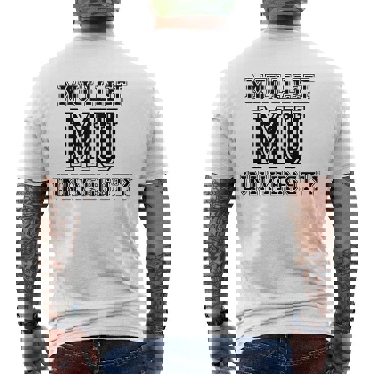Mullet University 80S Haircut Men's Back Print T-shirt | Mazezy