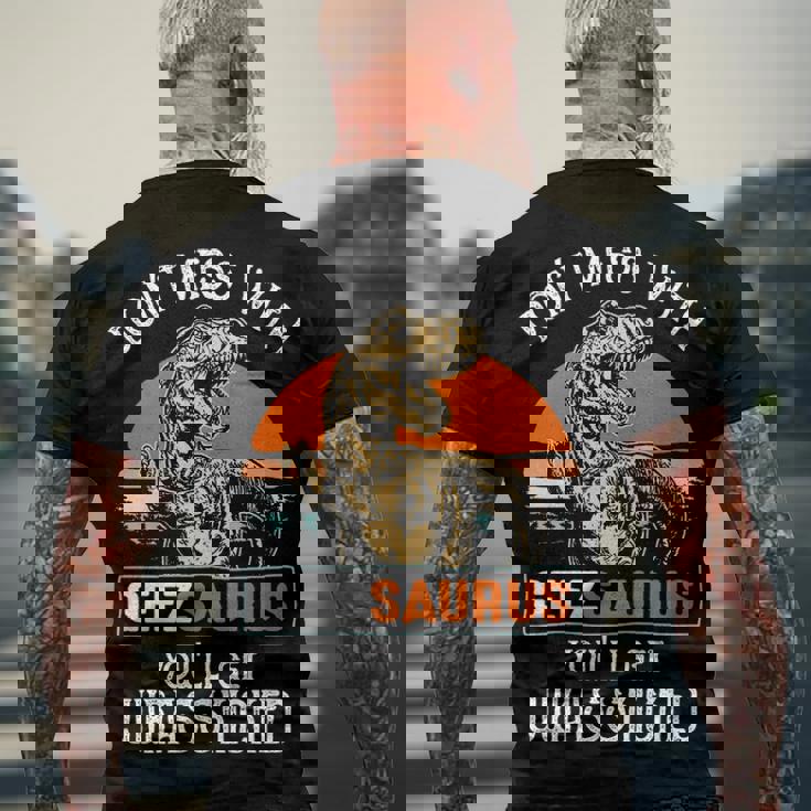 Geez Grandpa Dont Mess With Geezsaurus Men's T-Shirt Back Print - Seseable