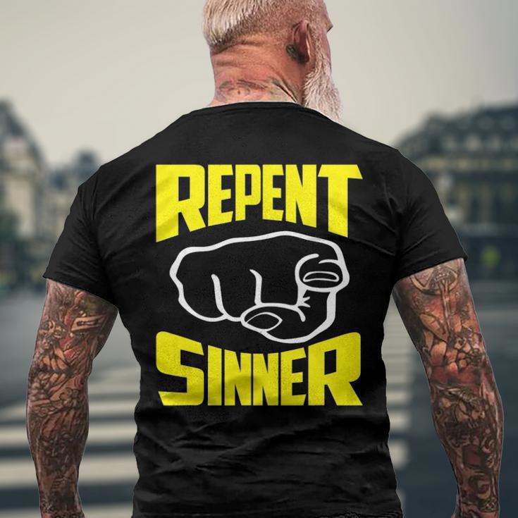 Repent Sinner Good Guy Religious Men's Back Print T-shirt | Mazezy