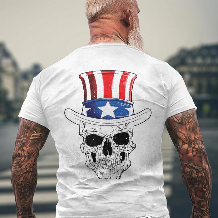Skull 4Th Of July Uncle Sam American Flag Men Women Men's Back Print T ...