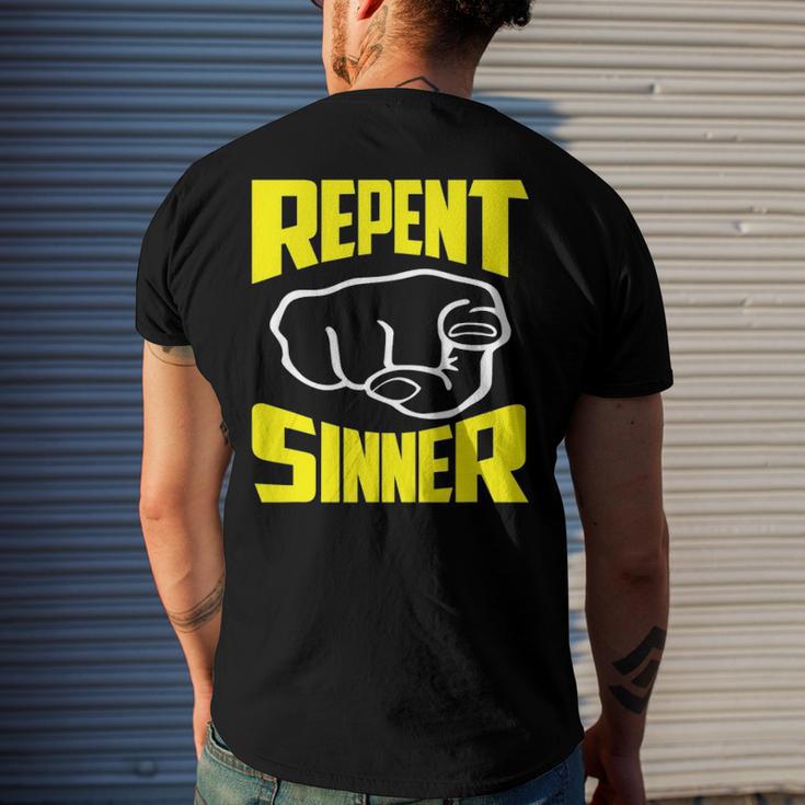 Repent Sinner Good Guy Religious Men's Back Print T-shirt | Mazezy