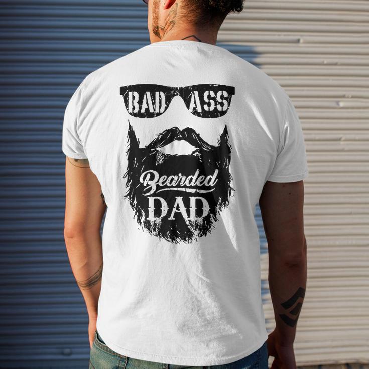 Mens Fathers Day Bearded Badass Dad Men's Back Print T-shirt | Mazezy