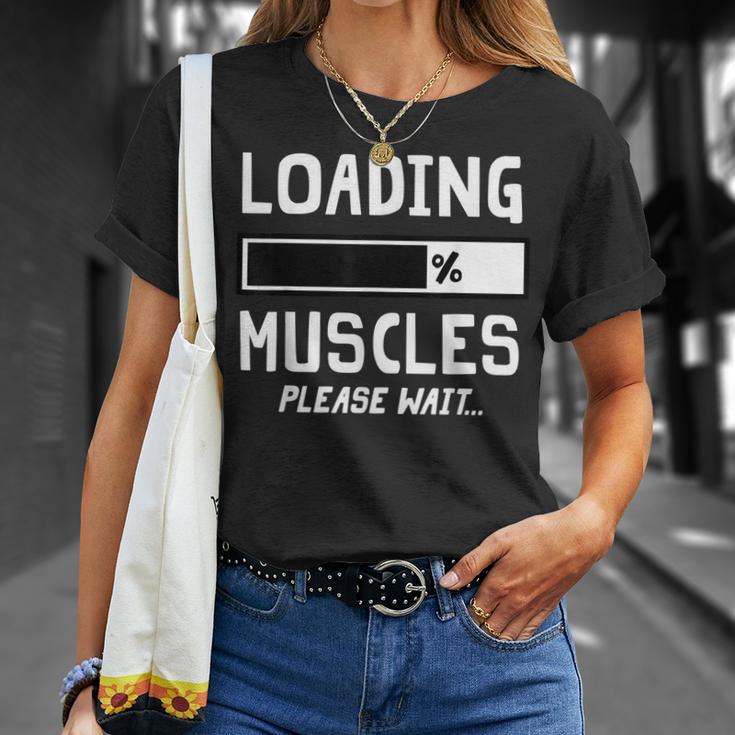 Loading Muscles Please Wait Workout Gym Unisex T-Shirt | Seseable