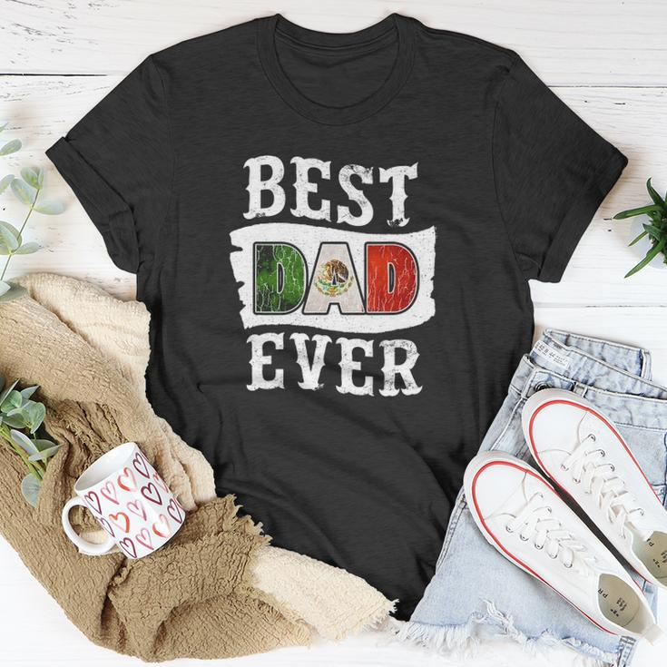 Mens Best Dad Ever Fathers Day Mexican Flag Mexico Unisex T-Shirt | Mazezy