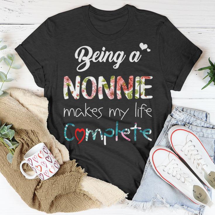 Nonnie Grandma Being A Nonnie Makes My Life Complete T-Shirt - Seseable