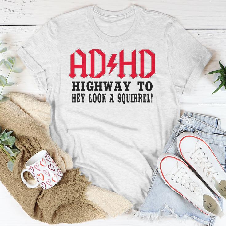 Adhd Squirrel Funny Gift Design Unisex T-Shirt | Mazezy