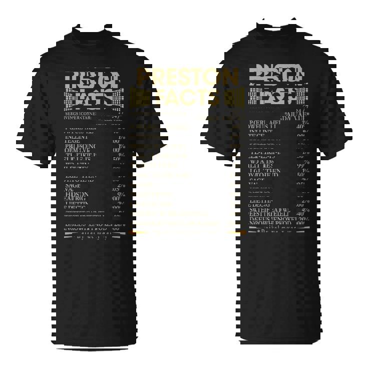 Preston Name Preston Facts T-Shirt - Seseable