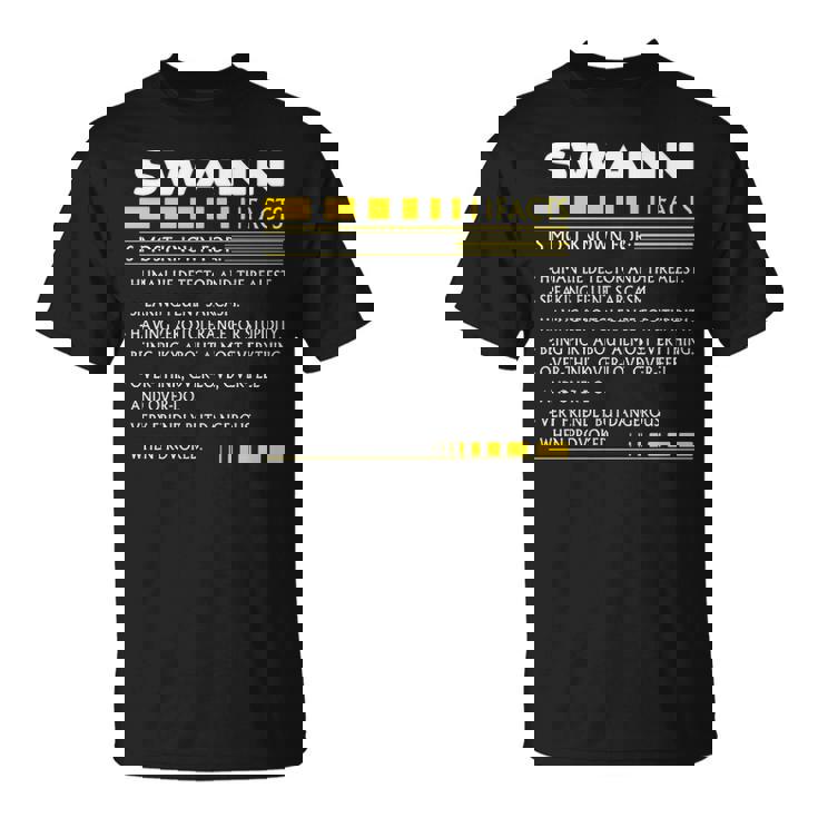 Swann Name Swann Facts V2 T-Shirt | Seseable