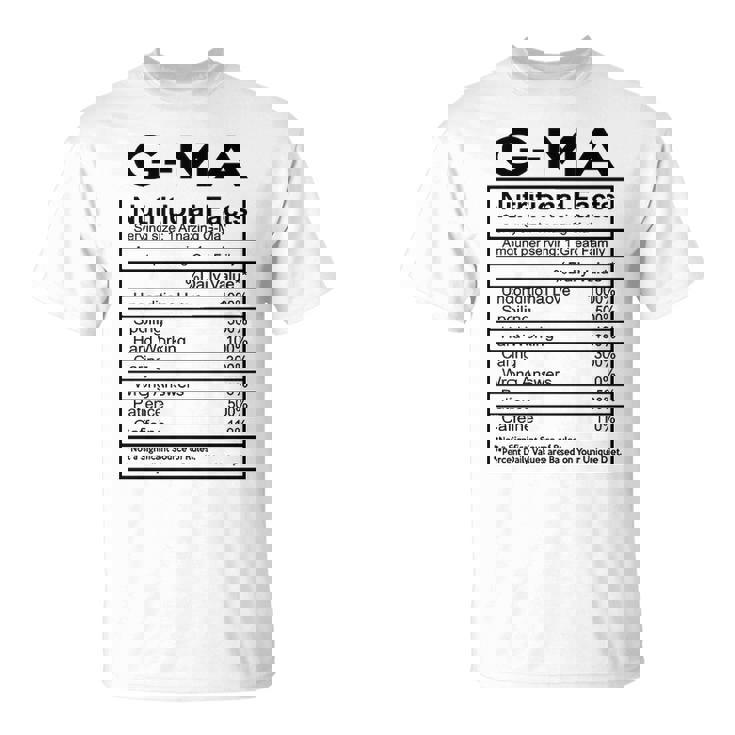 Gma Grandma Gma Nutritional Facts T-Shirt - Seseable