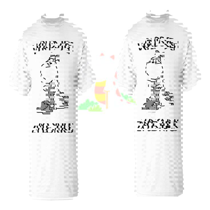 Zayde Grandpa Worlds Best Zaydesaurus T-Shirt | Seseable