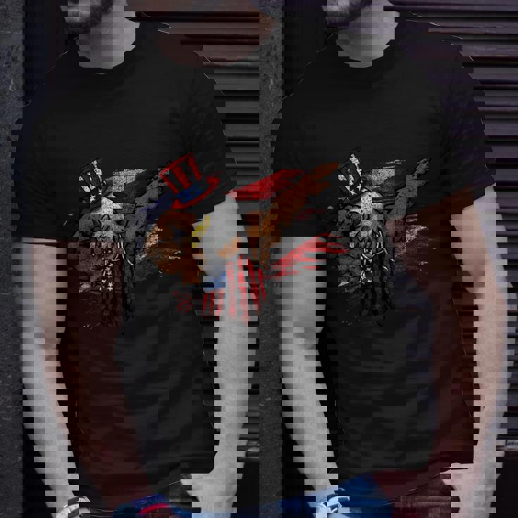 American Flag Muscular Bald Eagle Bike Flexing Uncle Sam T-shirt ...