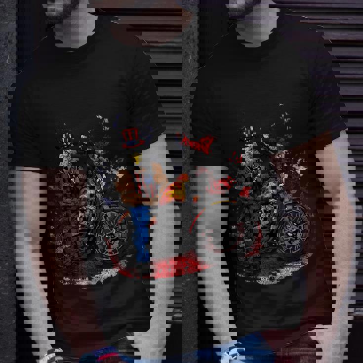 American Flag Muscular Bald Eagle Bike Flexing Uncle Sam V3 T-shirt ...