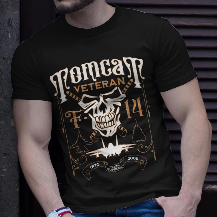 Classic F-14 Tomcat Veteran Military Fighter Jet Skull T-shirt - Thegiftio