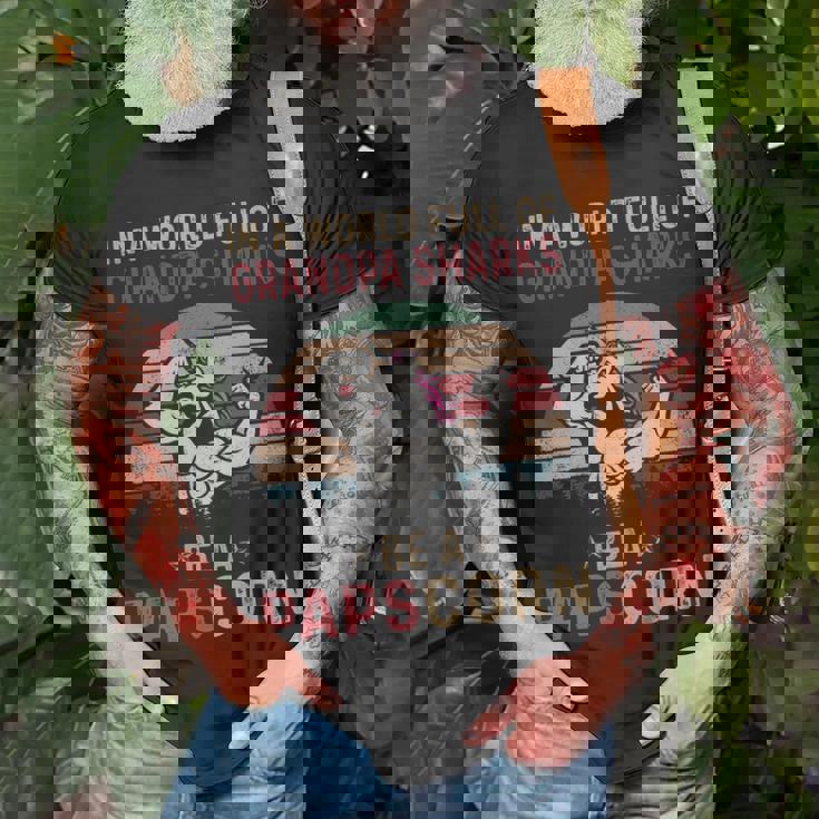 Paps Grandpa In A World Full Of Grandpa Sharks Be A Papscorn T-Shirt ...