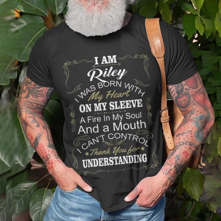 Riley Name I Am Riley I Was Born With My Heart On My Sleeve T-Shirt ...