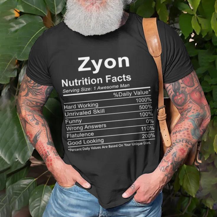 Zyon Name Zyon Nutrition Facts T-Shirt - Seseable